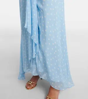 Rixo Meera Polka-dot Shirred Gown