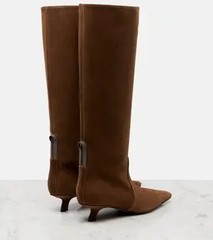 Brunello Cucinelli Monili Suede Knee-high Boots