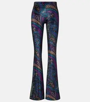 Etro Printed High-rise Velvet Flared Pants