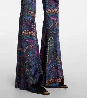 Etro Printed High-rise Velvet Flared Pants