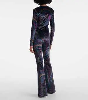 Etro Printed High-rise Velvet Flared Pants