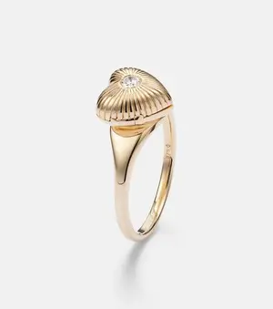 PERSEE 9kt Yellow Heart Locket Ring With Diamond