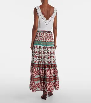 La DoubleJ Printed Tiered Cotton Maxi Skirt