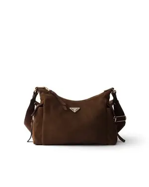 Prada Large Suede Bag - Brown