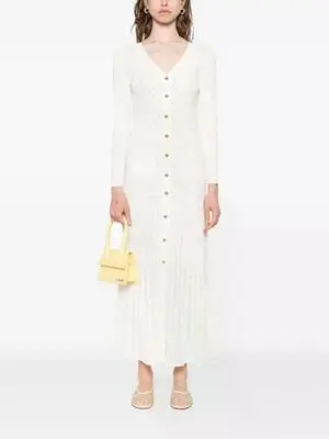 Sandro Pointelle-knit Maxi Dress - Neutrals