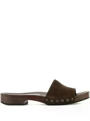 Miu Miu Studded Suede Sandals - Brown