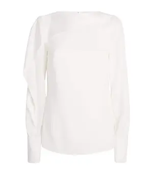 Erdem Satin Long-sleeve Top - Ivory