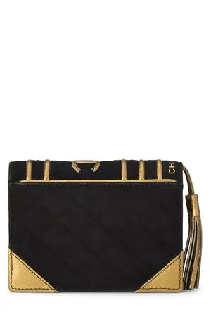 Chanel Quilted Suede Bible Clutch