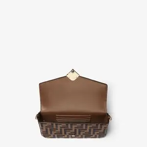 Fendi Ff Diamonds Wallet On Chain - Brown