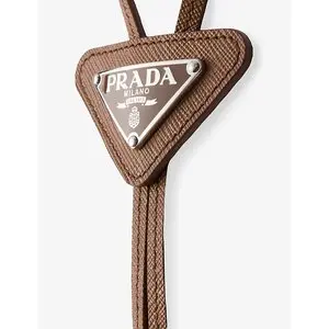 Prada Triangular Logo-plaque Leather Bolo Tie - Brown