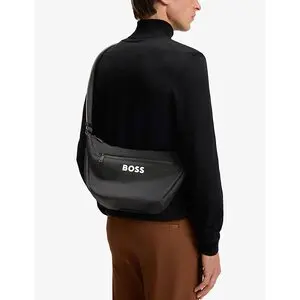 BOSS Logo-print Woven Cross Body Bag