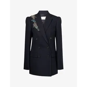 Dries Van Noten Crystal-embellished Double-breasted Wool Jacket