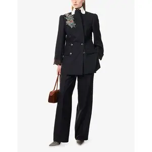 Dries Van Noten Crystal-embellished Double-breasted Wool Jacket