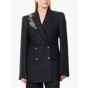 Dries Van Noten Crystal-embellished Double-breasted Wool Jacket