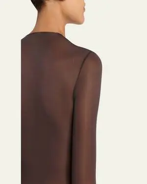 Saint Laurent Sheer Knit Long-sleeve Bodysuit