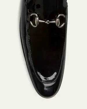 Gucci Patent Leather Bit Loafers - Black