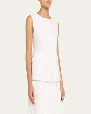 AEXAE Button-front Linen Vest