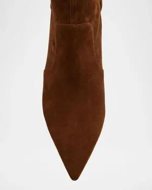 STUART WEITZMAN Power Suede Stiletto Knee Boots - Fawn