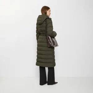 Burberry Long Nylon Hooded Puffer Coat - Shale Green