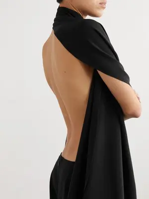 Alaïa Open-back Asymmetric Grain De Poudre Wool-blend Jumpsuit