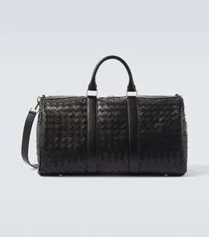Bottega Veneta Intrecciato Leather Duffle Bag - Black