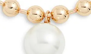 OPEN EDIT Shotbead Cultured Pearl Collar Necklace - White- Gold