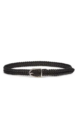 TOM FORD Angled Buckle Woven Leather Belt - 1n001 Black