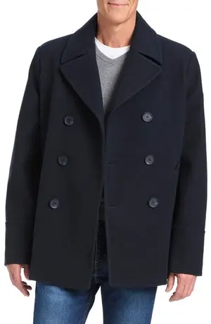 Vince Camuto Double-breasted Water-resistant Coat - Navy