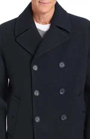 Vince Camuto Double-breasted Water-resistant Coat - Navy