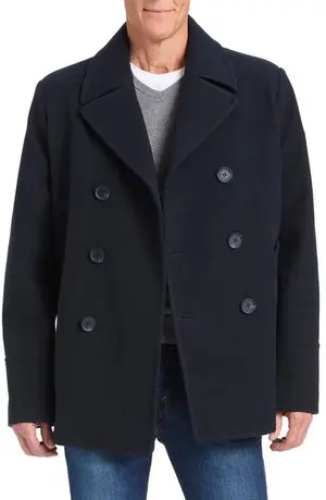 Vince Camuto Double-breasted Water-resistant Coat - Navy