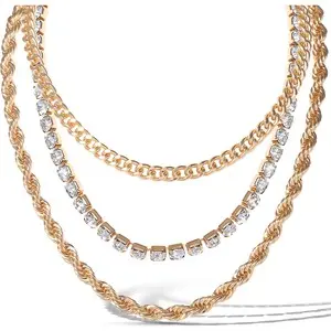 Jessica Simpson Layered Chain Necklace Set - Gold