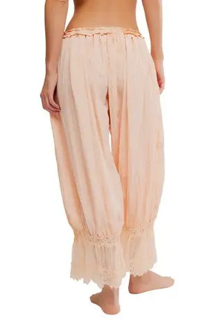 Free People Lace Trim Wide Leg Crop Pajama Pants - Peach Pit