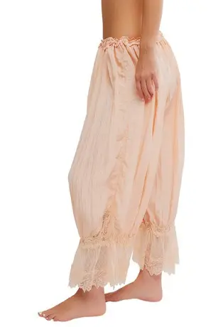 Free People Lace Trim Wide Leg Crop Pajama Pants - Peach Pit