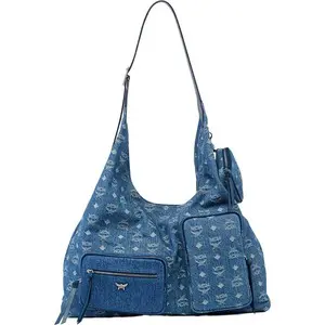 Mcm Aren Multi-shopper In Monogram Denim Jacquard
