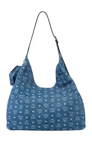 Mcm Aren Multi-shopper In Monogram Denim Jacquard