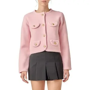 English Factory Round Hem Cardigan - Pink