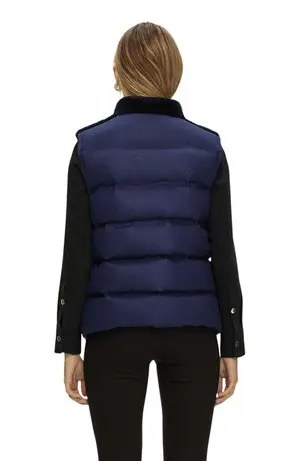 Gorski Reversible Shearling Vest With Loro Piana Wool And Cashmere Quilted Down Back - Navy/navy