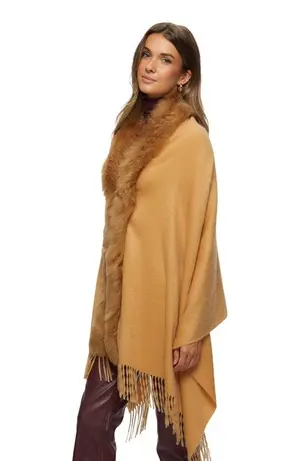 Gorski Cashmere Stole With Trim - Light Camel