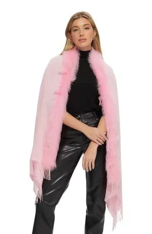 Gorski Cashmere Stole With Trim Light Pink