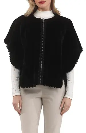 Gorski Reversible Collarless Shearling Jacket - Black/black