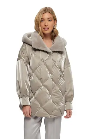 Gorski Quilted Parka With Genuine Shearling Hood Trim