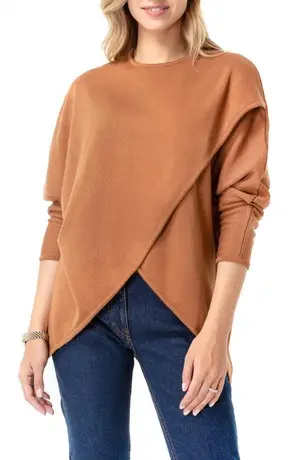 ACCOUCHEE Let Loose Crossover Long Sleeve Maternity/nursing Knit Top