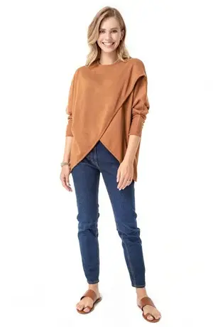 ACCOUCHEE Let Loose Crossover Long Sleeve Maternity/nursing Knit Top
