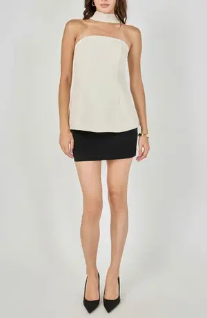 Endless Rose Sleeveless Choker Tie Top - Sand