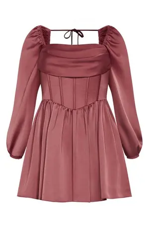 City Chic Flared Satin Corset Dress