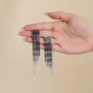 Jessica Simpson Tiered Crystal Fringe Drop Earrings