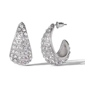 Jessica Simpson Pave Teardrop Clip-on Earrings - Silver