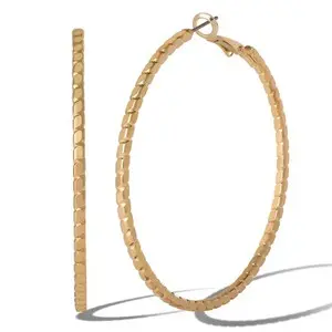 Jessica Simpson Textured Omega Hoop Earrings - Gold
