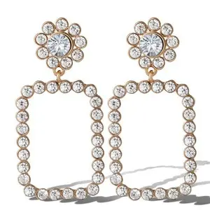 Jessica Simpson Js -tone Pave Rectangle Drop Earrings - Gold