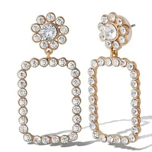 Jessica Simpson Js -tone Pave Rectangle Drop Earrings